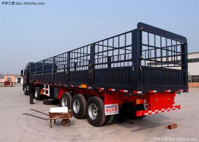 China 3 axle cargo fence semi trailer , cargo box trailer with FUWA 13 Ton for sale
