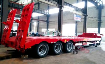 China Heavy duty Low Bed 3 axle trailers for machine transportation for sale