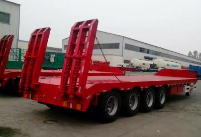 China 4 axle 80 ~ 100T heavy duty low bed gooseneck flatbed trailers / low boy trailers for sale