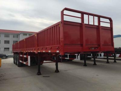 China 3 Axles FUWA Brand Cargo Semi Trailer / Side Wall Semi Trailer/ Red Color Side Panel Trailer for sale