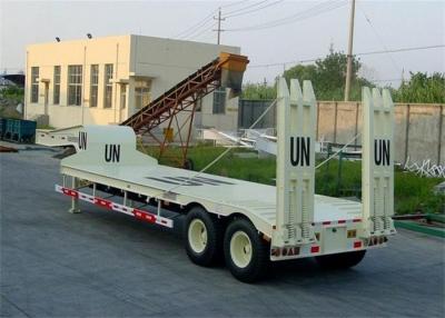 China Double axle Low Bed Trailers with hydraulic ladder and fuwa axle / lowboy trailer for sale
