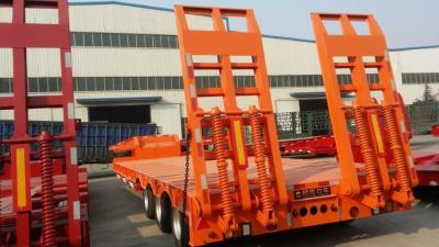 China 3 axles 60 - 80 tons Low bed semi trailer / lowboy semi trailer for sale