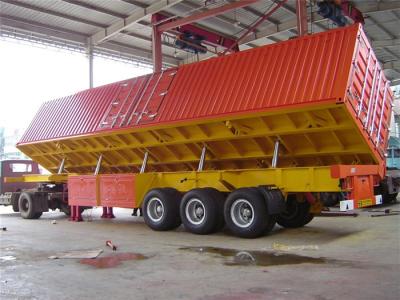 China Rear Dump Semi Trailer / Tri axle Side Tipping Truck Trailer for sale