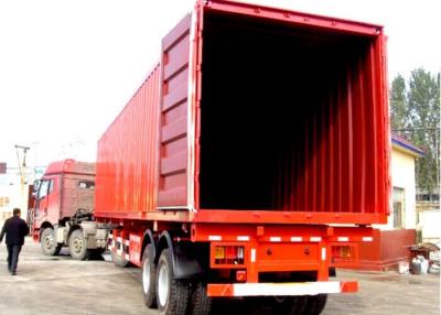 China heavy duty double axles box semi trailers and trucks for cargo transport for sale