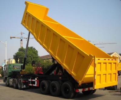 China 60 T Capacity Semi Utility Dump Trailers Three Axle Yellow Low Pullotion for sale