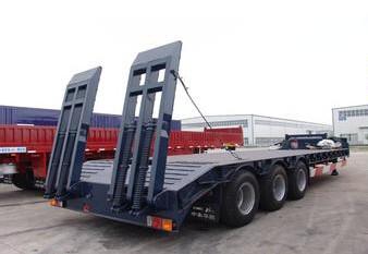 China China truck trailer supplier 3 axles 60tons 100 tons widely used checked plate low bed semi trailer dimensions for sale