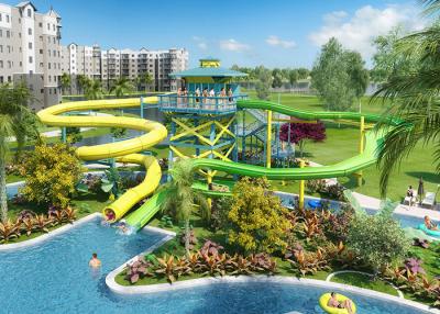 China Different Color Fiberglass Water Slide 15m Platform Height For Water Park for sale