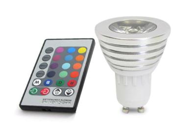 China 3 Watt Aluminum LED Spotlight Bulb , RGB Multi Color LED Spot Light with Remote Controller for sale