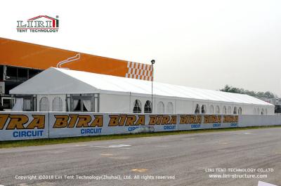 China Modular Design 9x36m White Tent With PVC Windows For Car Racing Course for sale