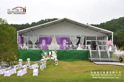 China Semi Permanent Wedding Tents With White Lining And Curtains Around for sale