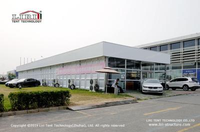 China Stable Durable 10x40m Cube Structure Tent With ABS Hard Walls And Glass Walls for sale