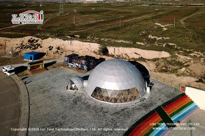 China 20m And 6m Diameter Gray Geodesic Dome Tent For The Outdoor Restaurant for sale