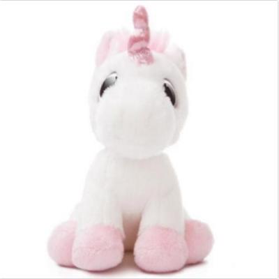 China Unicorn Soft Toy Plush White Big Eyes Pink Horse Cuddly Soft Aurora 15cm for sale
