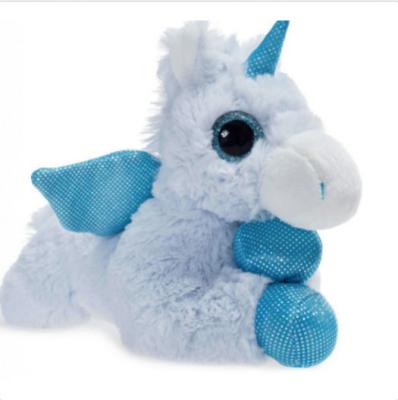 China WILDREAM 11 Inch Blue Unicorn Stuffed Animals With Big Eyes And Wings for sale