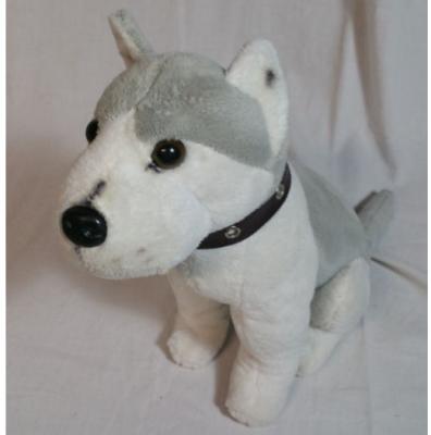 China Small Husky Dog Stuffed Animal Soft Toys With Laika Grommet Collar Sit for sale