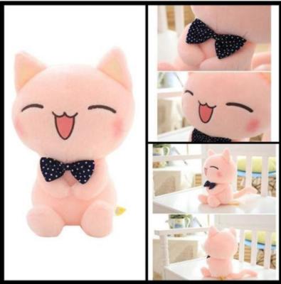 China Adorable Figure Cute Plush Dolls , 11 Inch Pink Sitting Small Cat Stuffed Animals Toy for sale