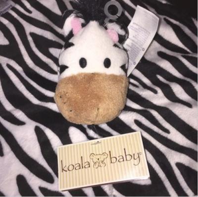 China NWT Koala Baby Zebra Security Blanket Black White Pink Backing Lovie Babies R Us for sale
