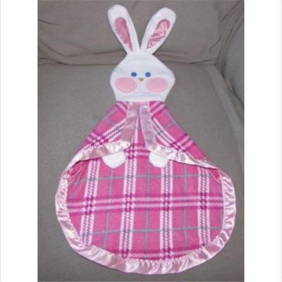 China Cute Soft Kids Plush Dolls Baby Bunny Security Blanket Lovey Fleece Satin for sale