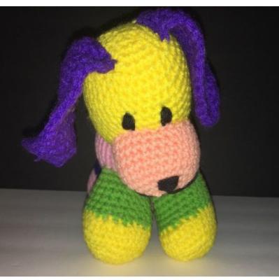 China Homemade Granny Grandma Knit Dog Puppy Stuffed Animal Plush 11cm Pink Yellow Blue for sale