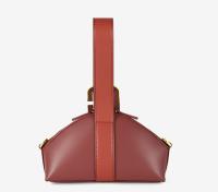 China Mini Dark Red Shell Handbag 21cm Lockable Faux Leather Tote Bag with Strap for sale