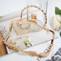 China 220g Bamboo Handle Purse Clutch Frame 20.5x7.6cm Gold Dragonfly Pattern for Evening Bag for sale