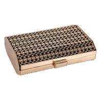 China Gold Rectangle Hollow Out Clutch Frame 260g Metal Closure with Chain Loops for sale
