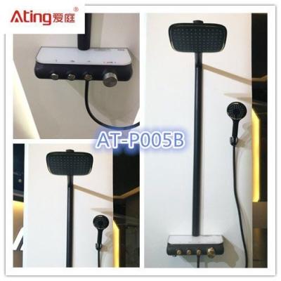 China bathroom shower faucets with bracket Foshan supplier NEW black colour luxury rain shower AT-P005B 3 functions for sale
