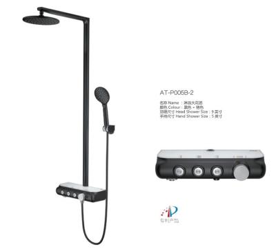 China AT-P005B-2 bathroom shower systems with platform Foshan supplier black colour luxury rain shower 3 functions for sale
