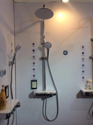 China AT-P010 bathroom shower systems with platform chrome colour 3 functions shower column with bracket Foshan supplier for sale