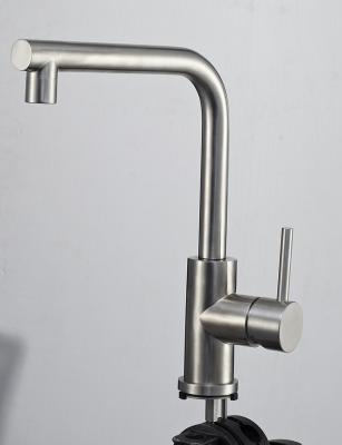 China cold hot Kitchen Faucets W01-007 Stainless steel brushed finished high quality Kitchen Fixtures for sale