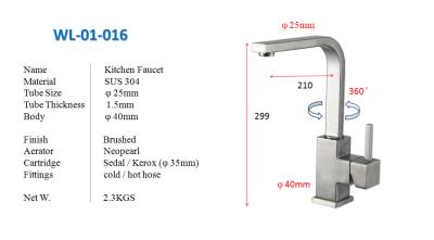 China desk mount faucets for kitchen sink SUS304 ceramic cartridge thinkness 1.0mm brushed finished factory supply direct for sale
