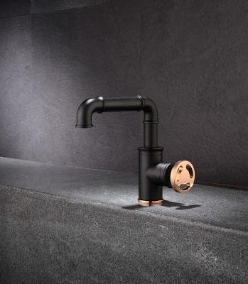 China Industrial Style Basin Faucets black colour cold hot water wholesale price for sale