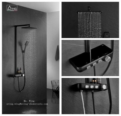 China black colour metal case PPA water way thermostatic shower system for sale