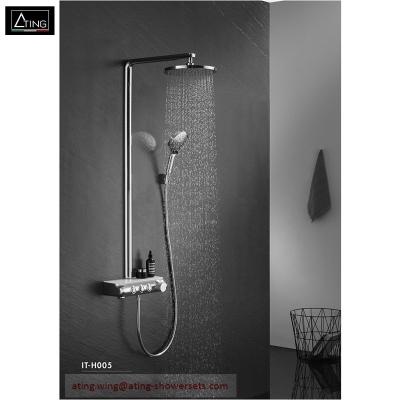 China IT-H005 thermostat controlled shower valves #304 SS  thermostatic bath shower set rectangle top Shower with hand shower for sale