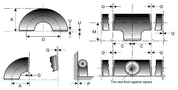 ASME B16.9 S32750 Duplex Pipe Fittings Dimensions