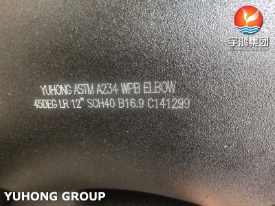 Chine ASTM A234 WPB Raccord en acier au carbone coudé à 45 degrés, long rayon, soudé bout à bout B16.9 à vendre