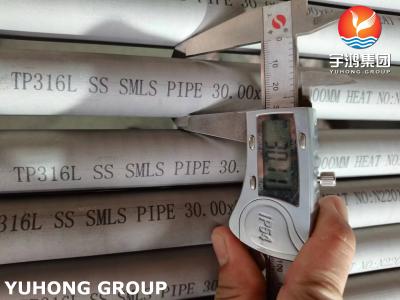 中国 石油化学用途向けASTM A312 TP316Lステンレス鋼シームレスパイプ、渦電流、静水圧、超音波検査 販売のため