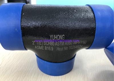 중국 ASTM A860 WPHY60 / 42 / 52 / 65 / 70 / 80 TEE, ELBOW 2 &quot;SCH80 BW ASME B16.9 검은 색 표면 또는 색상 코팅 판매용