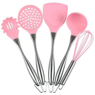 China Silicone Kitchen Utensil Set 8 Piece Heat Resistant Non-Stick Baking Tool Silicone Cooking Utensils for sale