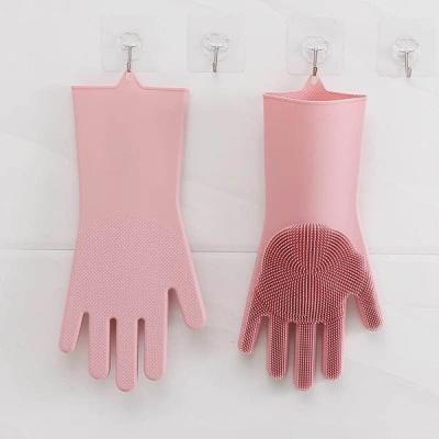 China Medical rubber bbq kitchen heat resistant cooking dish washing brush silicone gloves for sale