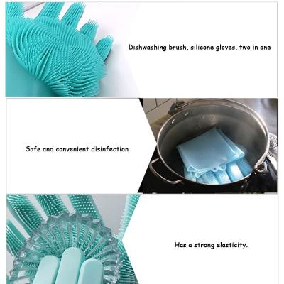 China 2019 hot selling silicone brush scrubber gloves heat resistant for dish wash for sale