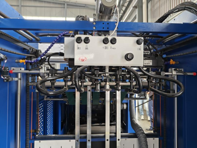 Detailed view of film lamination machine components