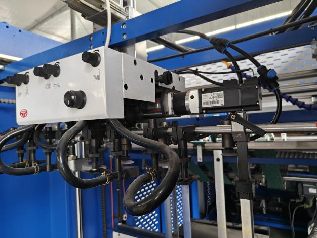 Close-up of film lamination machine operation