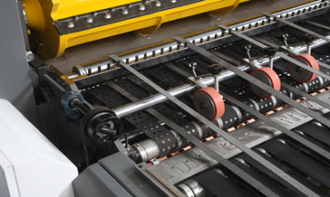 Motorized anti-curvature device for paper processing