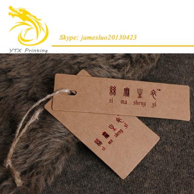 China 2017 Customized Brown Kraft Garment Tags for sale