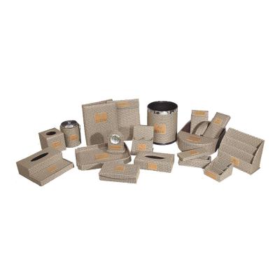 China Hottest Selling Handcraft Hotel Custom Leather Desktop Set for sale