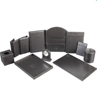China China Gold Supplier Top Quality Personalized Leather Hotel Desk Organizer Accessories Set for sale
