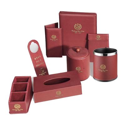 China Best Material Leather Hotel Desktop Accessories Set for sale