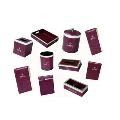 China Leather hotel supplies guest room supplies desk set for hotel amenity for sale