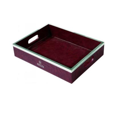 China Hotel room accessories supplier pu leather serving tray for sale